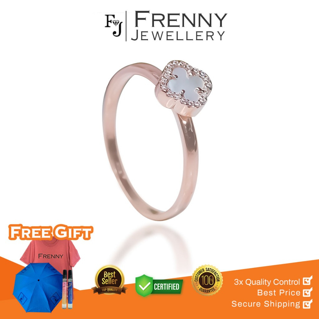 Jual Cincin Emas Rose Gold Bunga Putih Mata 17K By Frenny Jewellery ...
