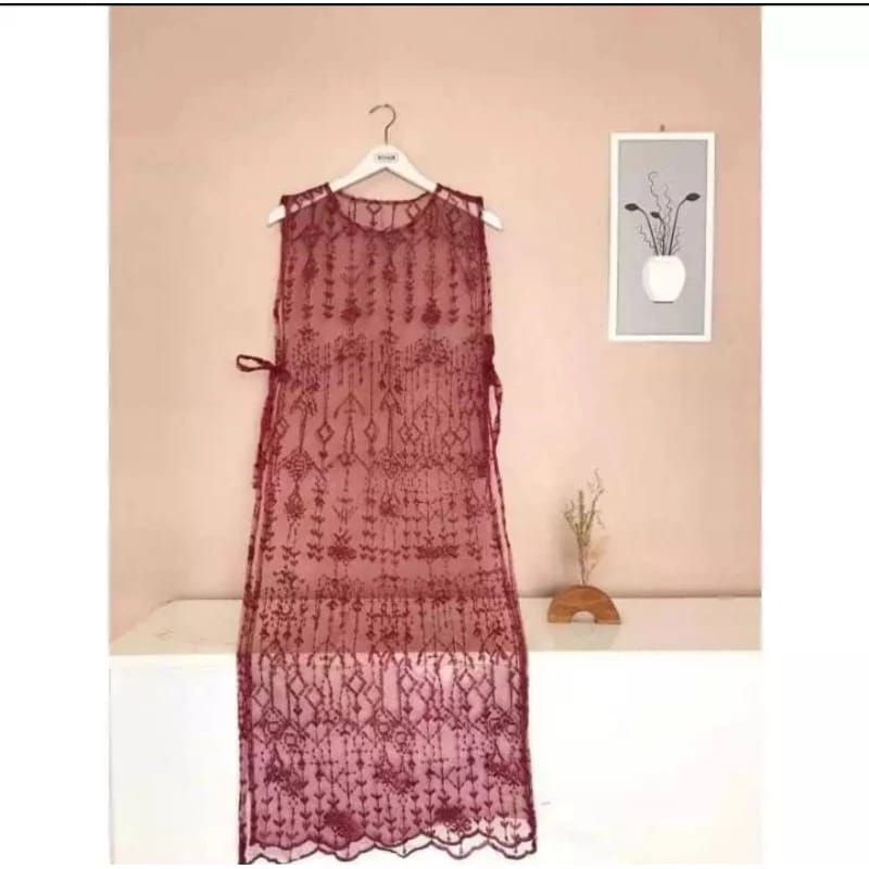 Jual Outer Rompi Tile /Brokat Premium Long Vest Etnik/Hanya outer ...