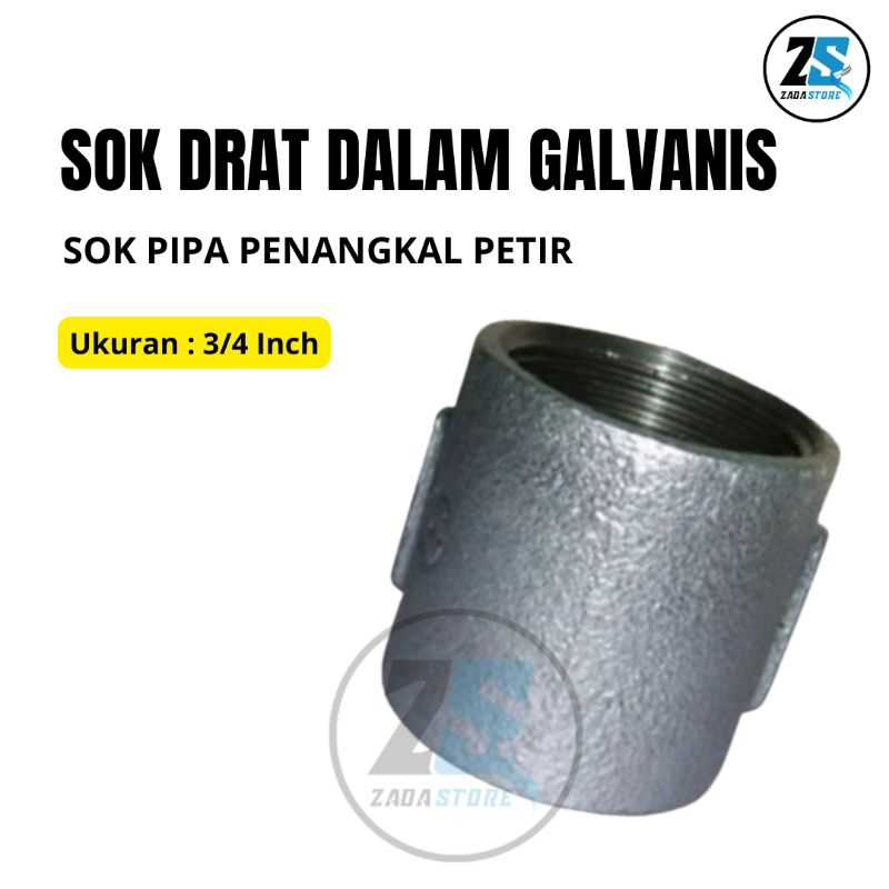 Jual Sok Drat Dalam 3/4 Galvanis Socket Penangkal Anti Petir Sock Soket ...