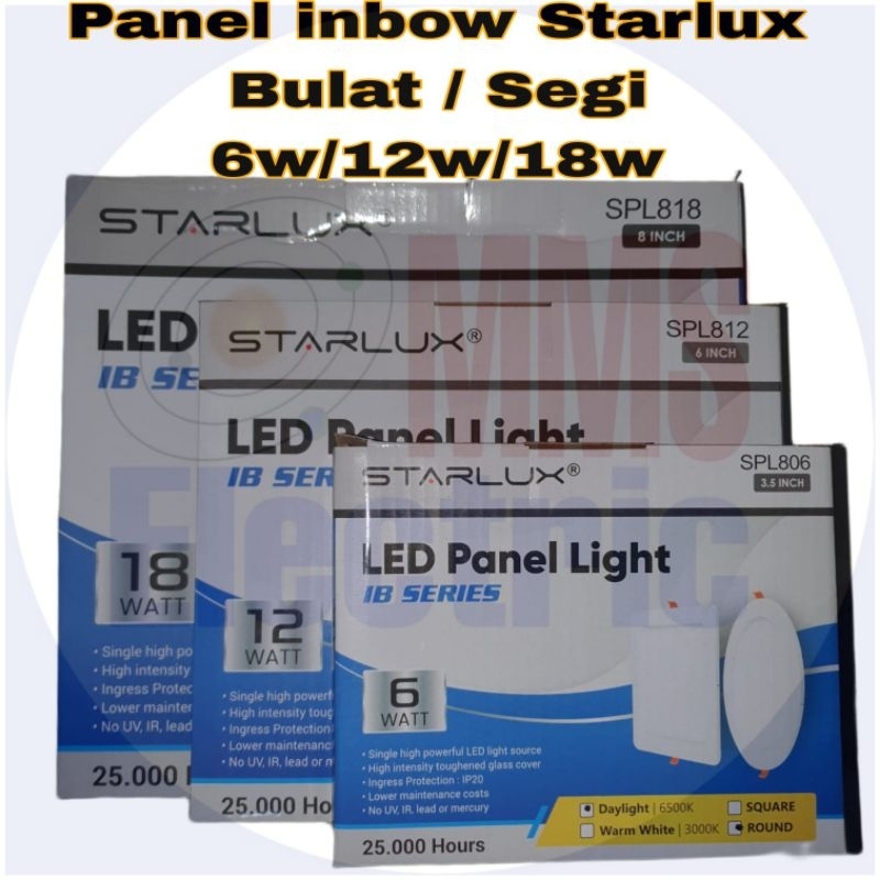 Jual Downlight Led Panel Inbow Bulat/Segi Starlux (6w/12w/18w) | Shopee ...