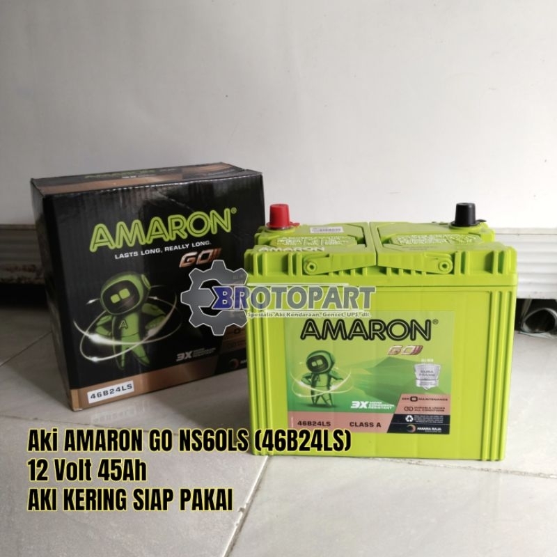 Jual Aki Mobil Kering AMARON GO NS60LS 46B24LS Accu MF 12v 45Ah | Shopee Indonesia