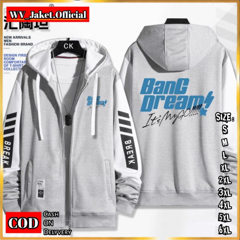 Jual JAKET HOODIE ZIPPER BANG DREAM Jaket Zippers Kupluk OVERSIZE S M L ...