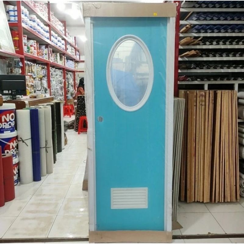 Jual Pintu Kamar Mandi PVC Biru Polos + Cermin 9.4 x 70 x 194 cm ...