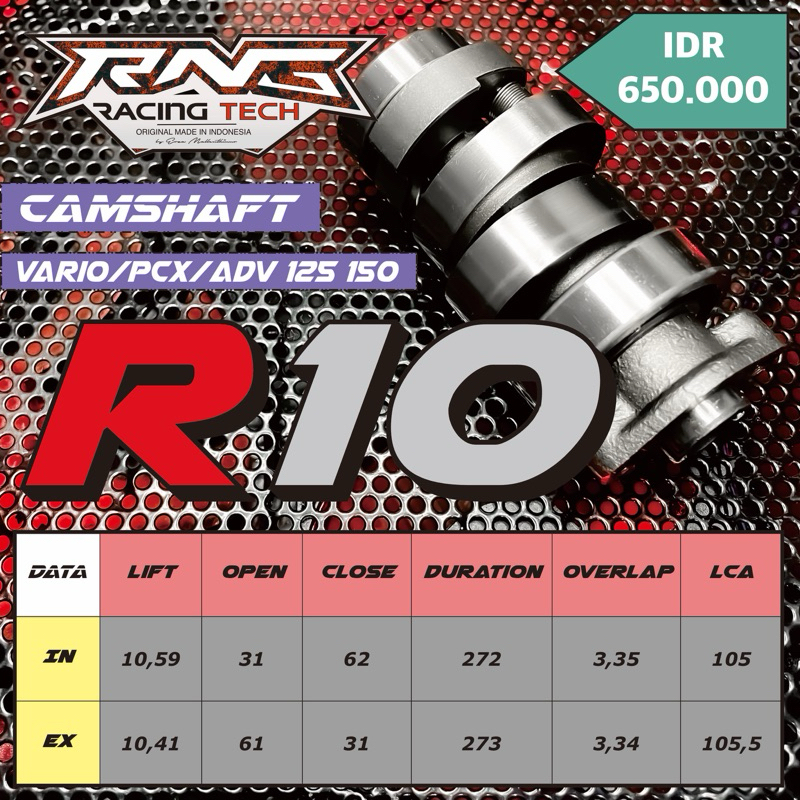 Jual Noken As RNG Racing Tech Seri R10 Custom Camshaft Tune Bore Stroke Up Vario PCX ADV 125 150 ...