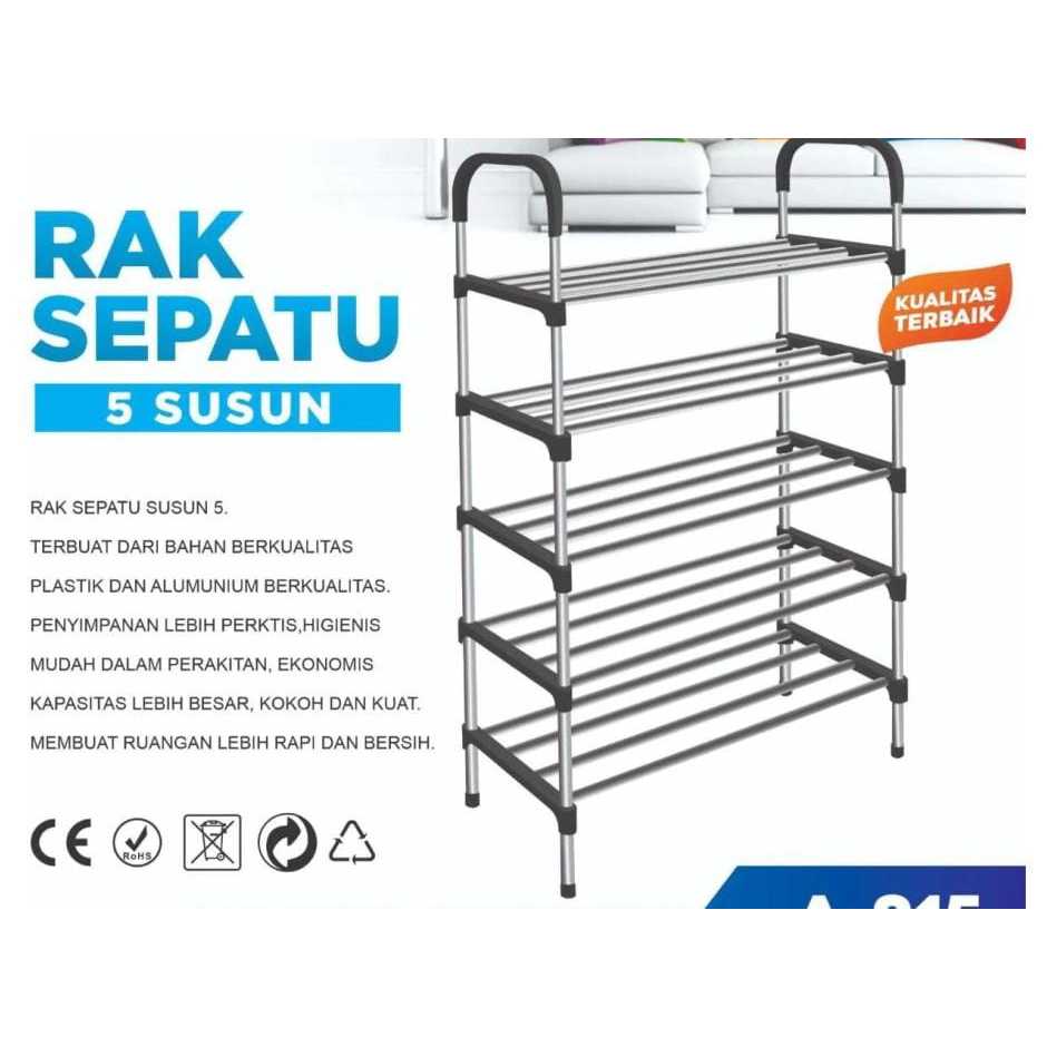 Jual Rak Sepatu Stainless 5 Susun Jumbo/Shoe Rack Portable/Tempat ...