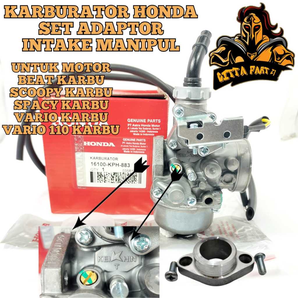 Jual ORIGINAL KARBURATOR CARBURATOR SET PLUS ADAPTOR INTAK MANIPUL ASLI ORIGINAL HONDA AHM UNTUK ...