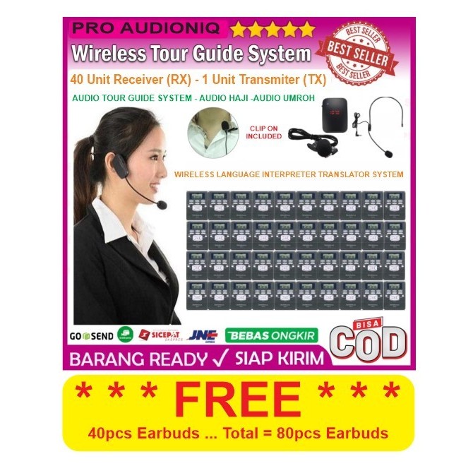 Jual Audio Tour Guide System 40CH - Translator System 40RX 1TX Pro ...