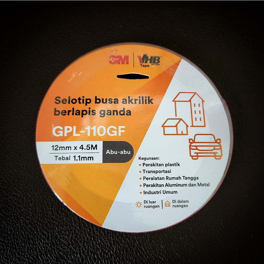 Jual Isolasi 3M VHB 12mm dan 24mm 4,5 meter Double Tape foam abu ...