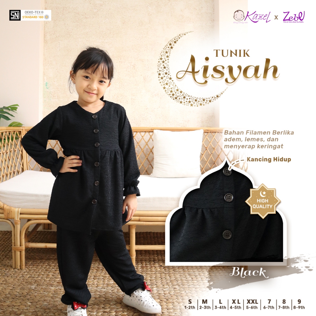 Jual KAZEL Set Tunik Anak Perempuan Aisyah 1-9Thn (1Stel) | Shopee ...
