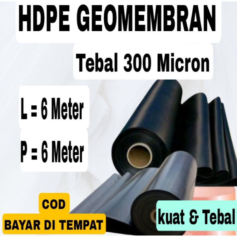 Jual Hdpe Geomembran ukuran 6x6 meter Tebal 300 micron ( kolam ikan ...