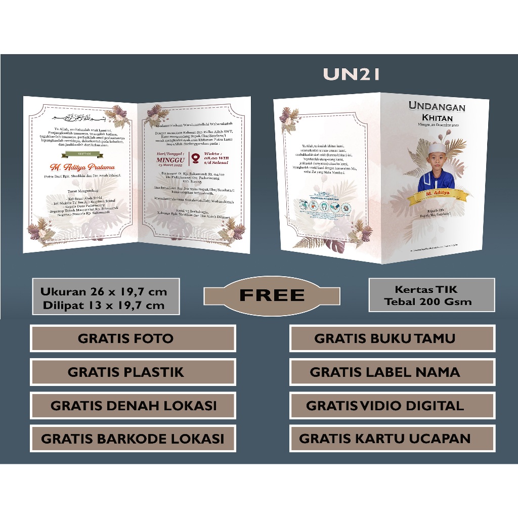 Jual undangan sunat undangan khitan 005 free plastik min order 50 pcs ...