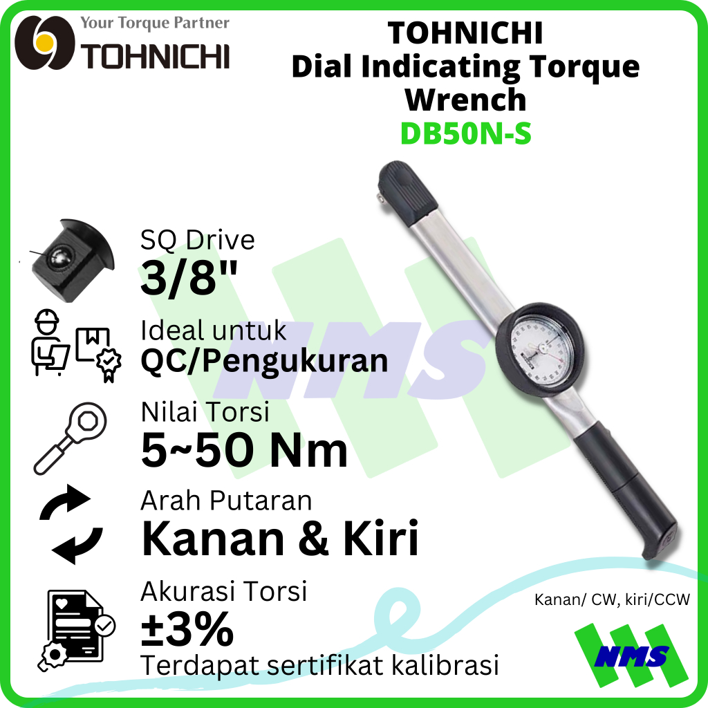 Jual Kunci Torsi TOHNICHI DB50N-S 5 - 50Nm Dial Indicating Torque Wrench | Shopee Indonesia