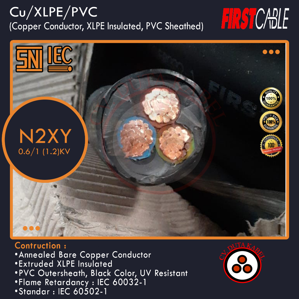 Jual Kabel N2XY 3x16 mm2 (Cu/XLPE/PVC) FIRST CABLE /3x16 mm/3 x 16 mm2 ...