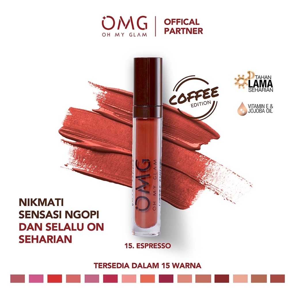 Jual OMG OH MY GLAM Matte Kiss Lip Cream 15 Espresso 3.5 g - Lipstick ...