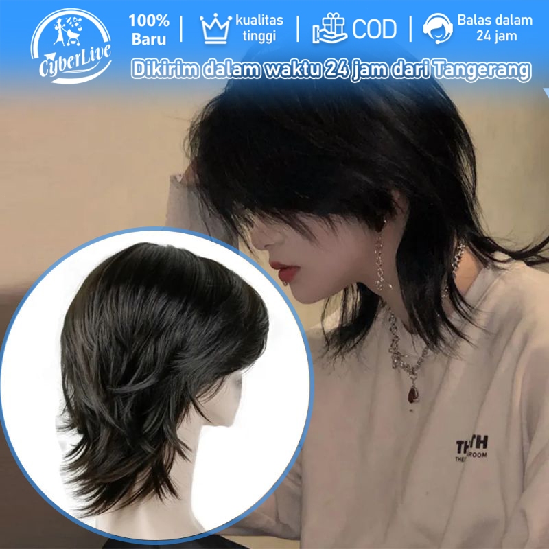 Jual Wig Pria Mullet Panjang Kuncir Rambut Palsu Cowok Rambut Pria ...