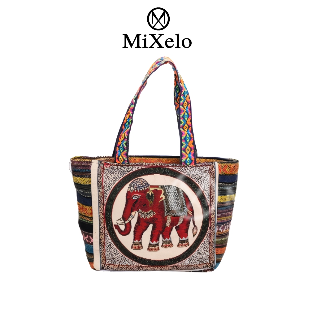 Jual Tas tenun dua sisi motif gajah Mixelo 1702-2 / Tas kanvas thailand ...