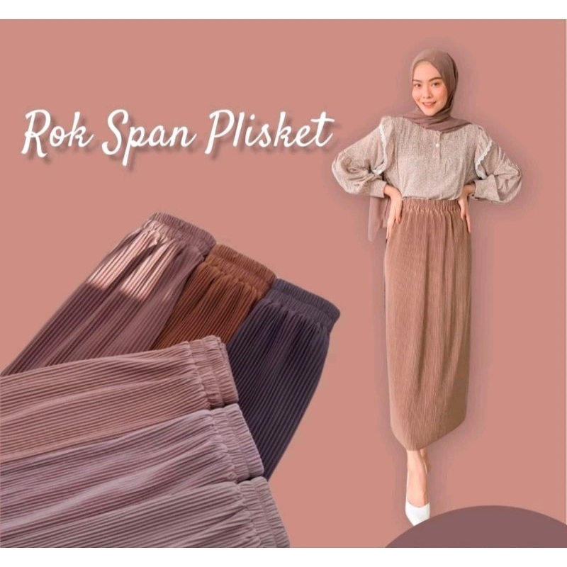 Jual ROK SPAN PLISKET/ROK PLISKET LIDI SPAN KOREAN SKIRT ROK CASUAL FORMAL | Shopee Indonesia