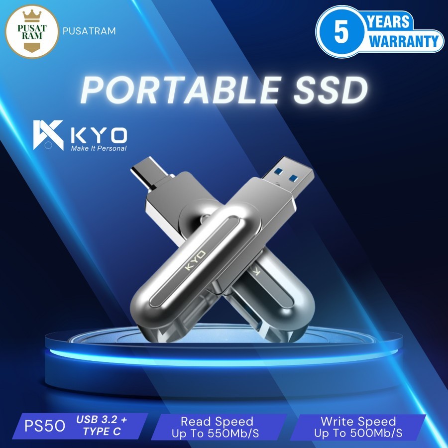 Jual KYO PS50 Portable SSD USB 3.2 TYPE C External SSD Eksternal USSD ...