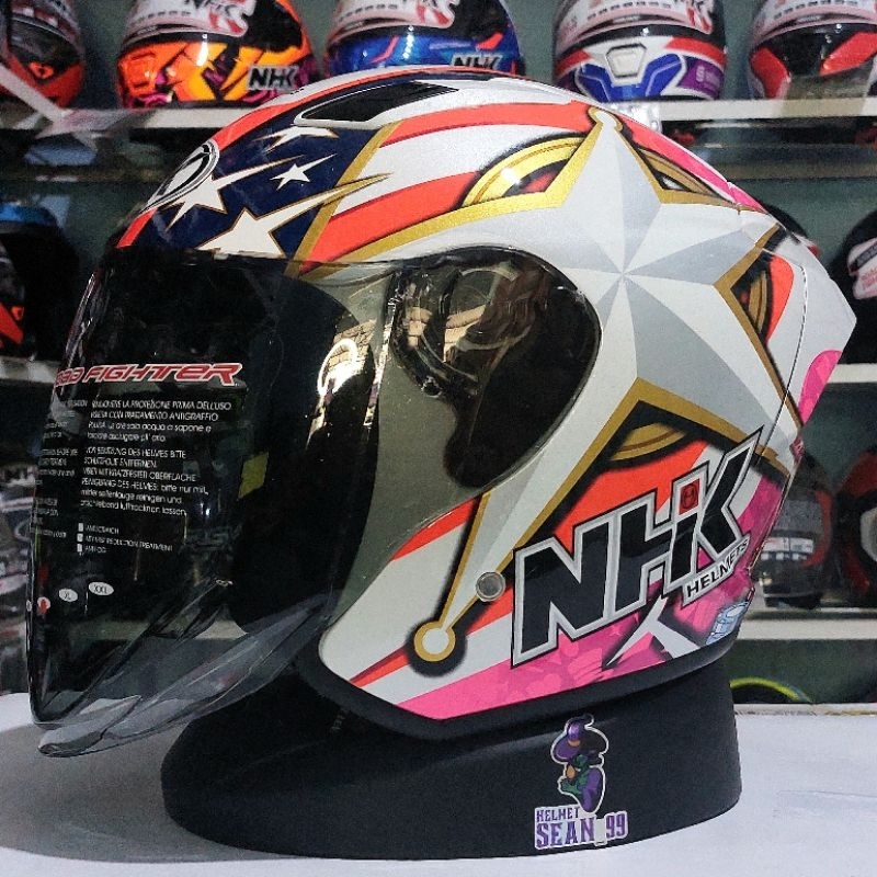 Jual HELM NHK R1 ELITE GP EDITION ALL MOTIF VISOR LIGHT SMOKE HALF FACE ...