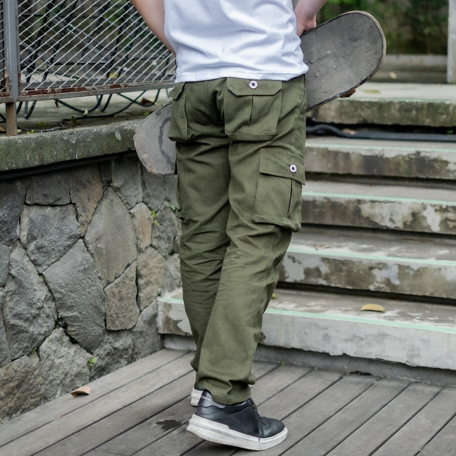 Jual BAPIN Long Cargo Pants Army Green | Shopee Indonesia