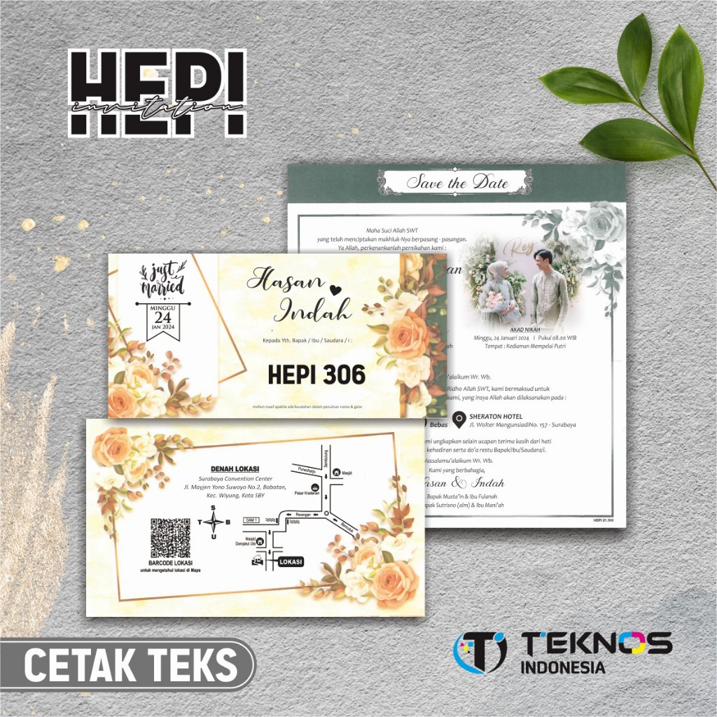Jual CETAK UNDANGAN NIKAH - UNDANGAN PERNIKAHAN BLANGKO SERIES HEPI | Shopee Indonesia