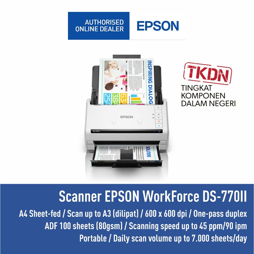 Jual Scanner Epson DS-770II DS-770 II DS770II DS770 II DS 770 II A3 USB ...