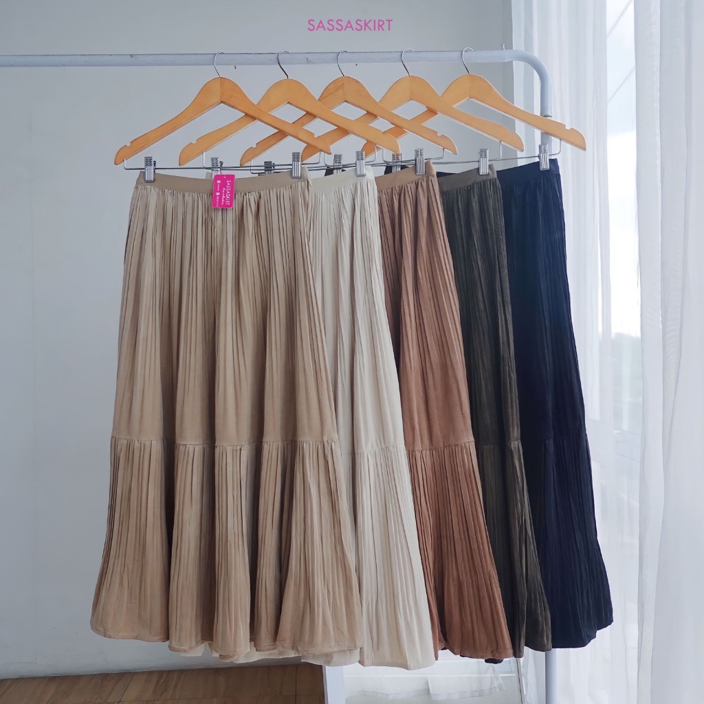 Jual Shenina Pleats Skirt/Rok Plisket/Rok Midi/Rok Suede | Shopee Indonesia