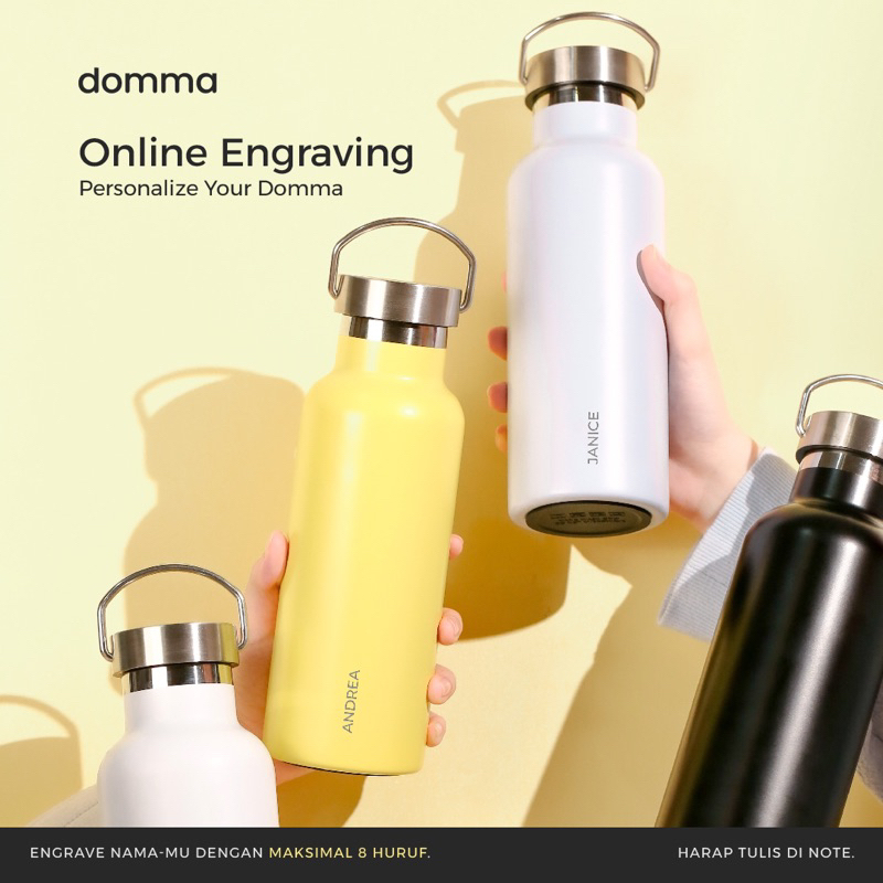 Jual [Domma] CUSTOM ENGRAVE - 500 ml Metal Handle Lid Insulated ...