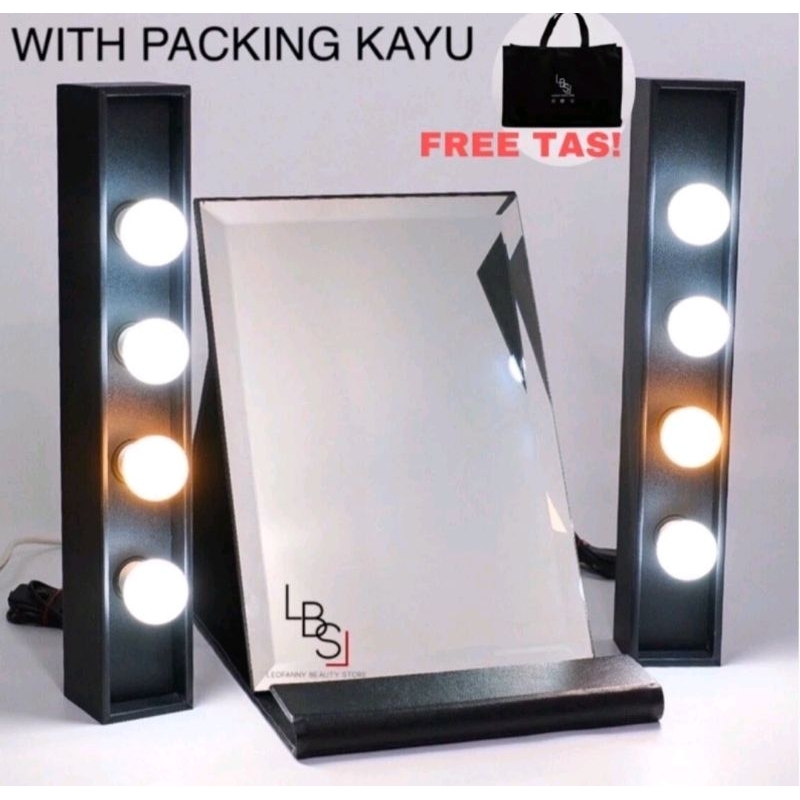Jual set vanity light box 4 fitting & folding mirror | Shopee Indonesia
