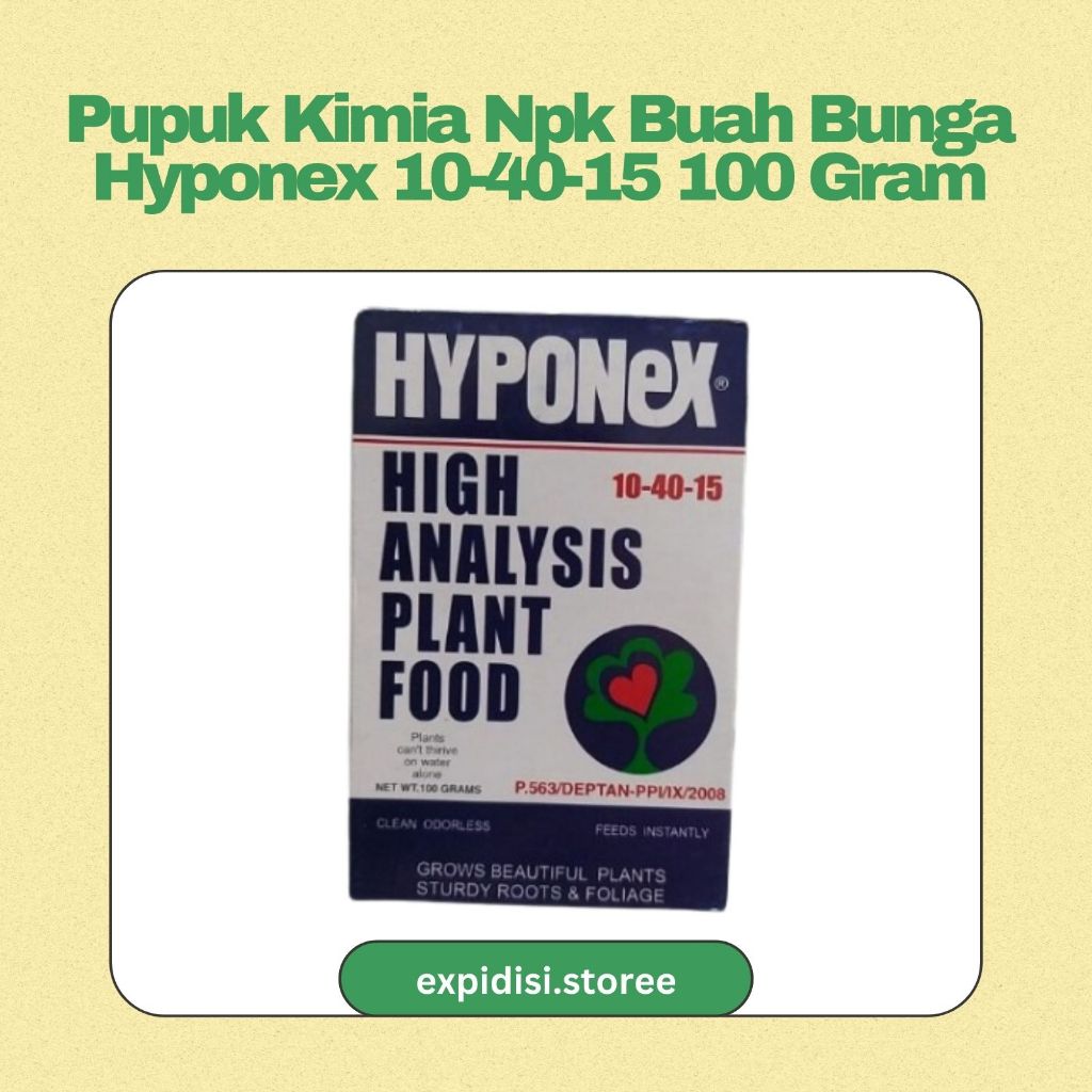Jual Pupuk Kimia Npk Buah Bunga Hyponex 10-40-15 100 Gram Cod Dan Best Seller | Shopee Indonesia