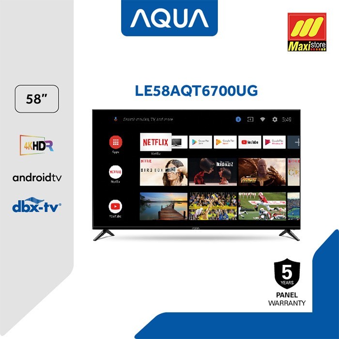 Jual AQUA LE58AQT6700UG LED TV Android [58 Inch] 4K UHD Smart | Shopee ...