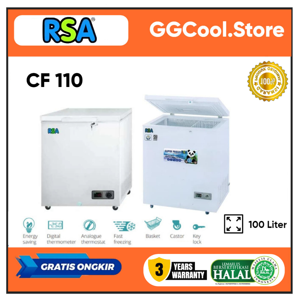 Jual Chest Freezer RSA CF110 Freezer Box RSA 100 Liter Lemari Pembeku ...