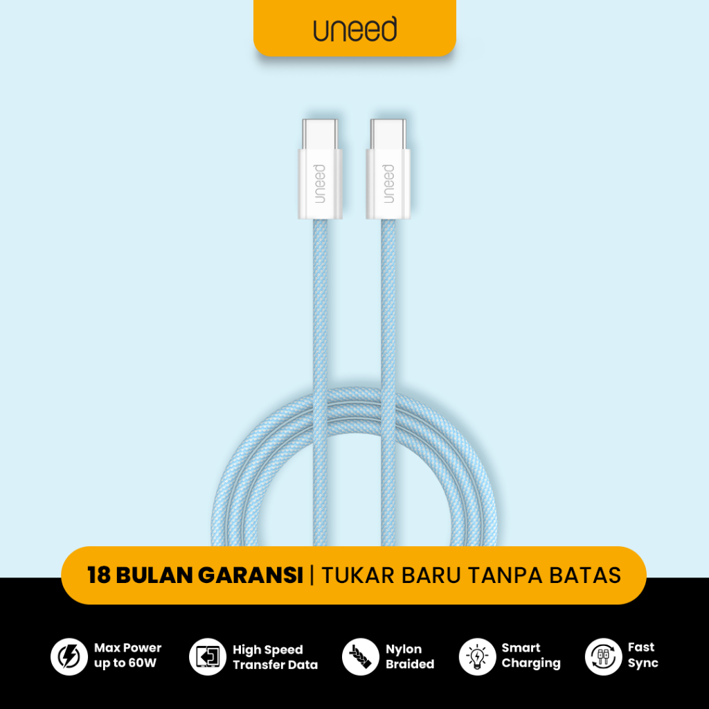 Jual UNEED Rainbow Data Cable Type C to Type C QC PD 240W - UCB59 ...