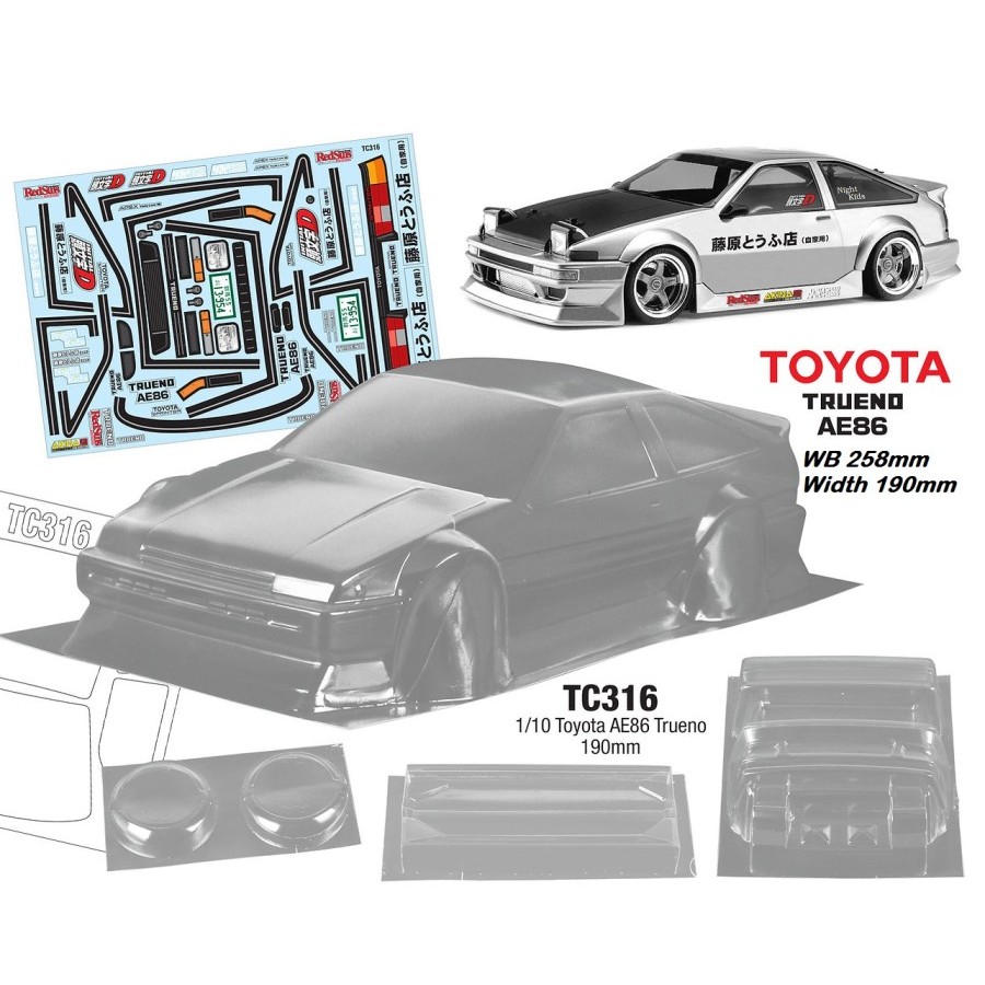 Jual Team C Toyota AE86 Trueno 1/10 Clear Body Shell Rc Drift Rally ...