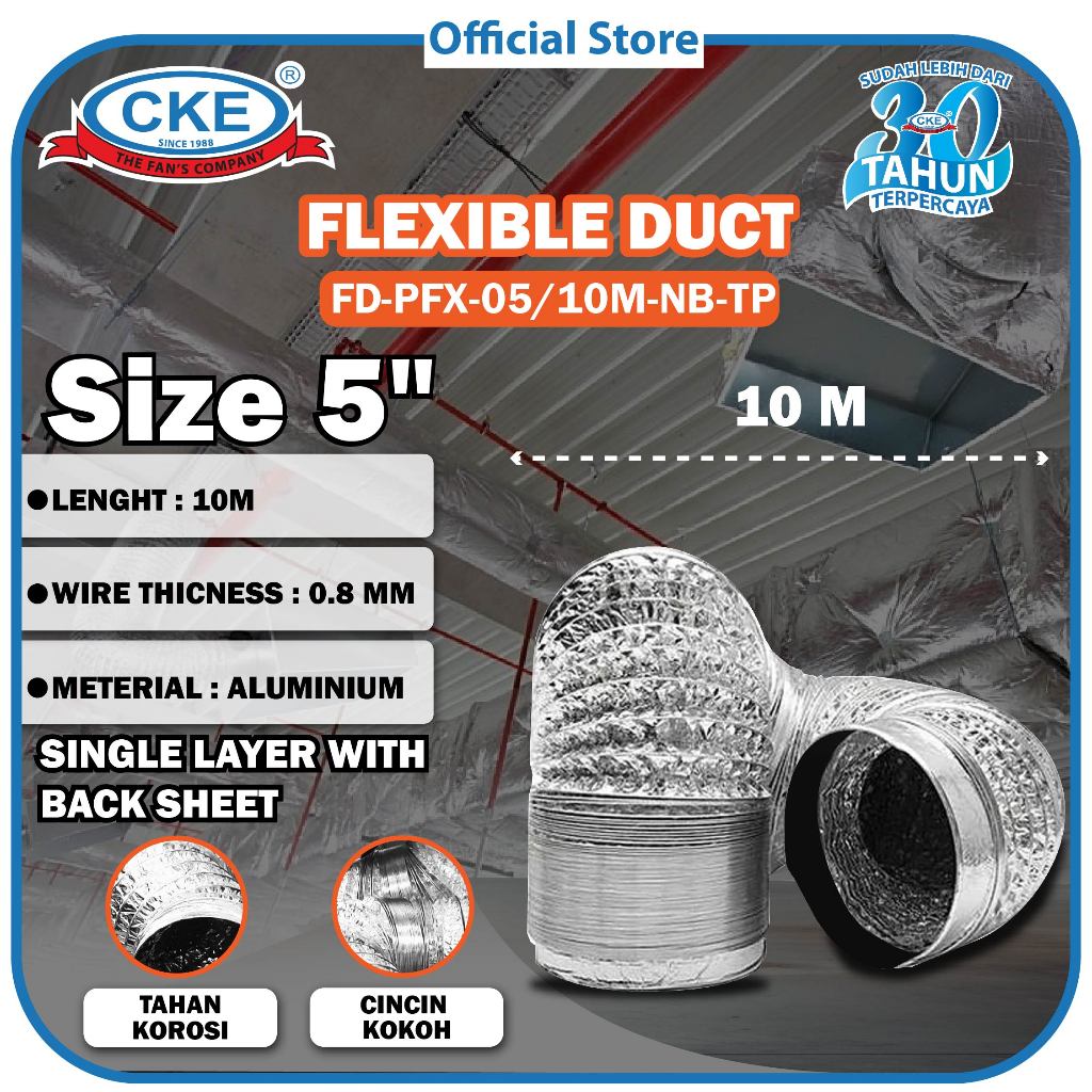 Jual Aluminium Selang Flexible Ducting Pipa Exhaust Fan 5" Inch 10 ...