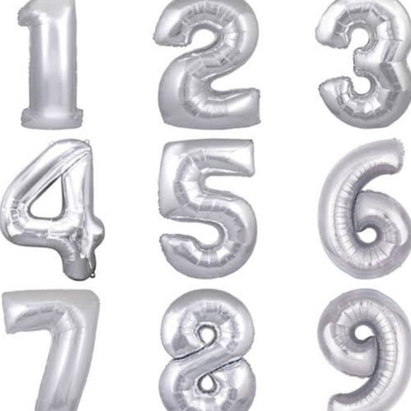 Jual Balon foil angka jumbo silver 80cm | Shopee Indonesia