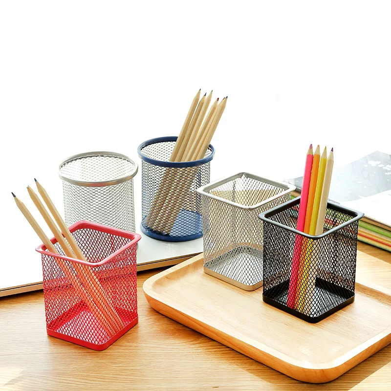 Jual LIOLIO Basket Tempat Pena Bulat Persegi Pen Stand Besi Rak Pulpen ...
