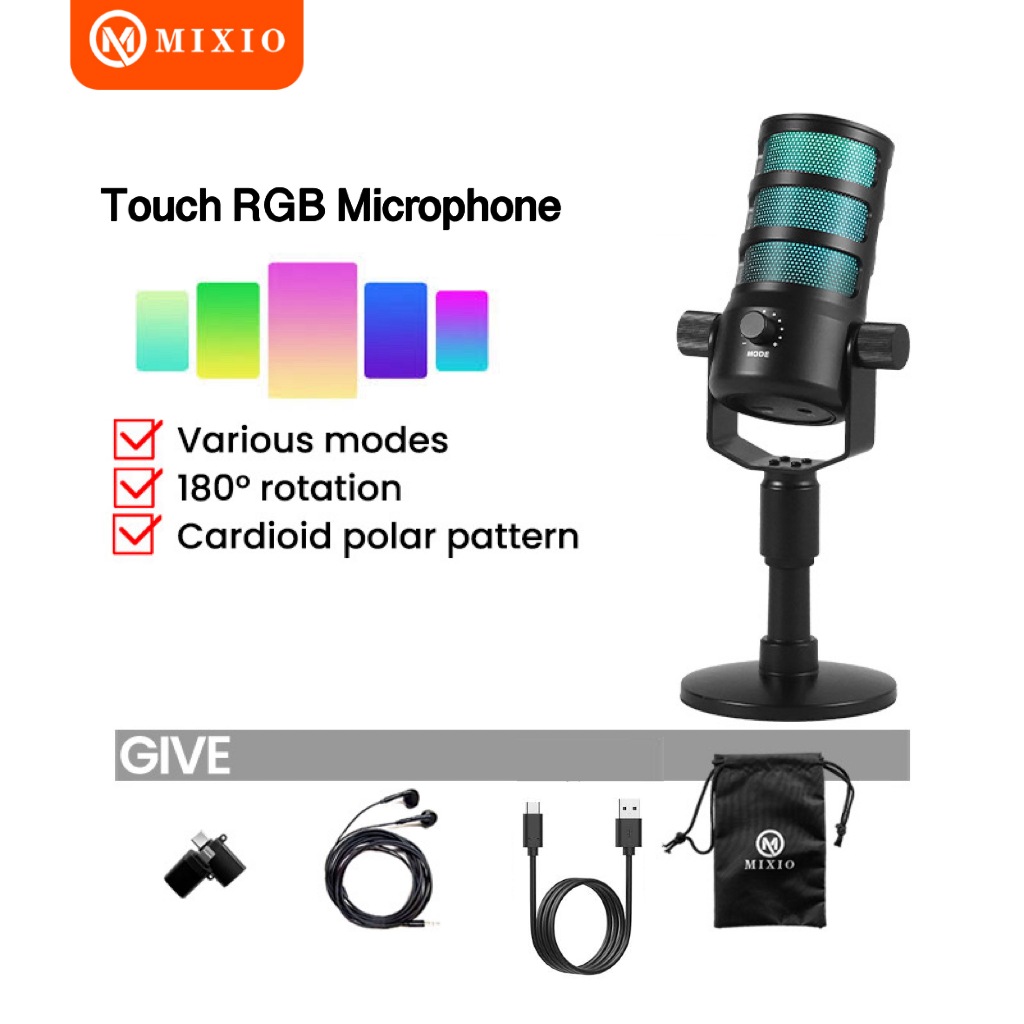 Jual MIXIO TL-H1 Condenser Microphone USB Type-C with RGB Streaming ...