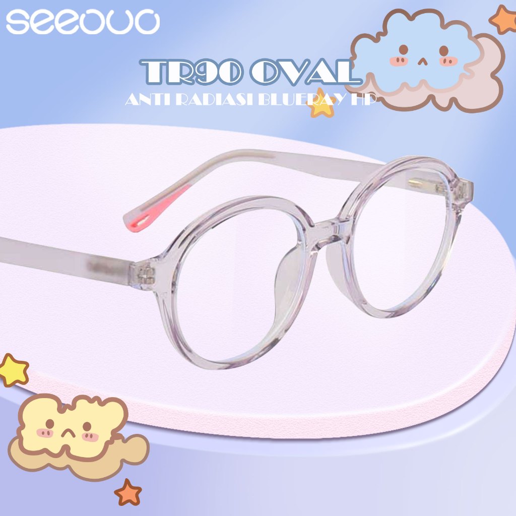 Jual Seeouo Kacamata Anak Antiradiasi Blueray Model Oval Bulat TR90 Ringan Lentur Laki-laki ...