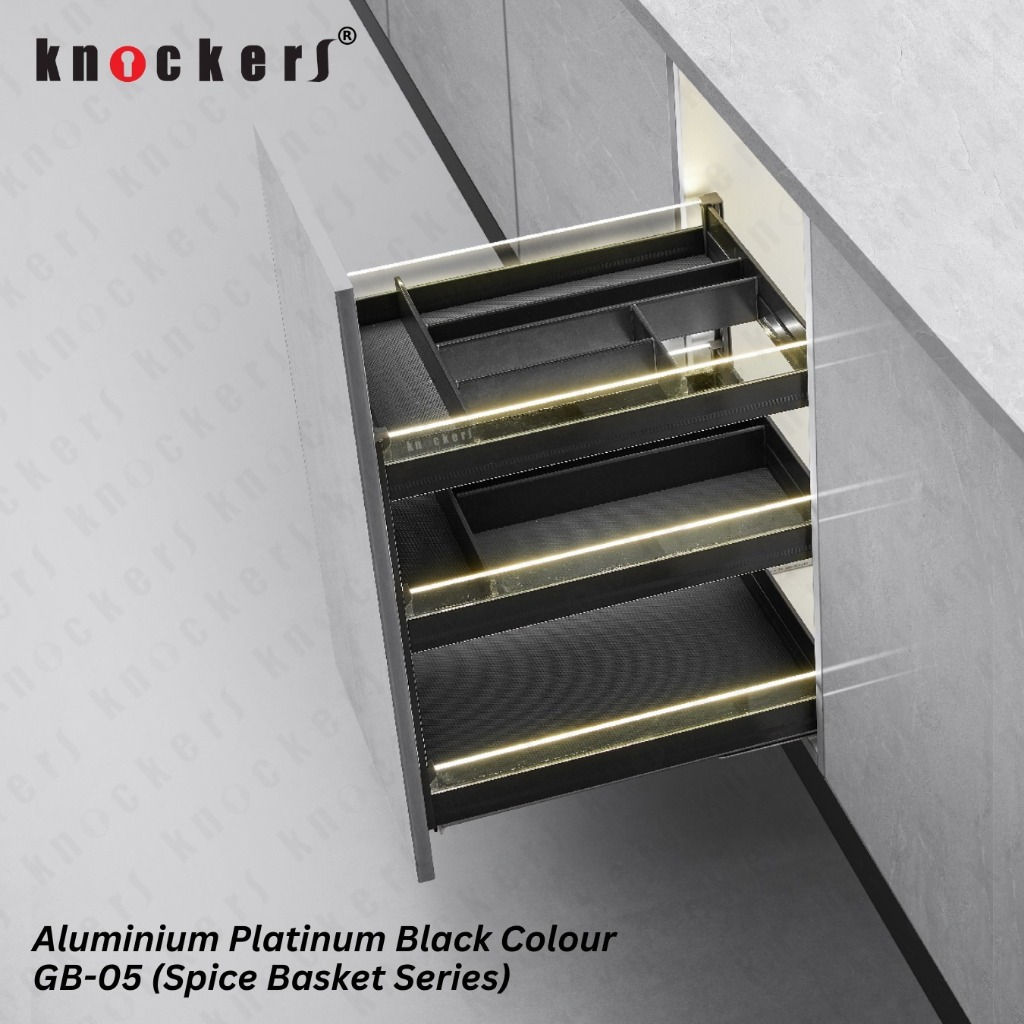 Jual Spice Basket Aluminium Platinum + LED Light Rak Bumbu Sendok Botol ...