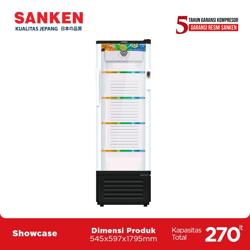 Jual SANKEN SHOWCASE 4 RAK 270L SRS-279 BK | Shopee Indonesia
