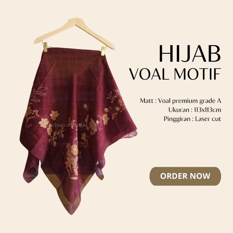 Jual Voal Motif Standar | FREE POUCH | 113x113cm | Hijab Segiempat Voal ...
