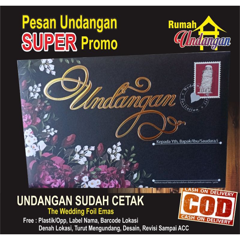 Jual UNDANGAN PERNIKAHAN HARD COVER AMPLOP FOIL EMAS | Shopee Indonesia