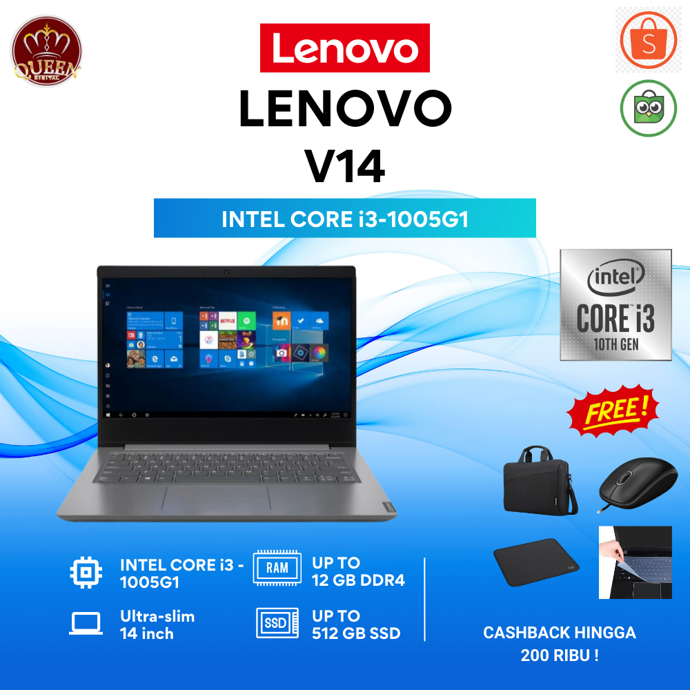 Jual LENOVO V14 | INTEL CORE I3-1005G1 [ i3 GEN 10 ] 8GB RAM | SSD 512GB | 14 INCH | Shopee ...