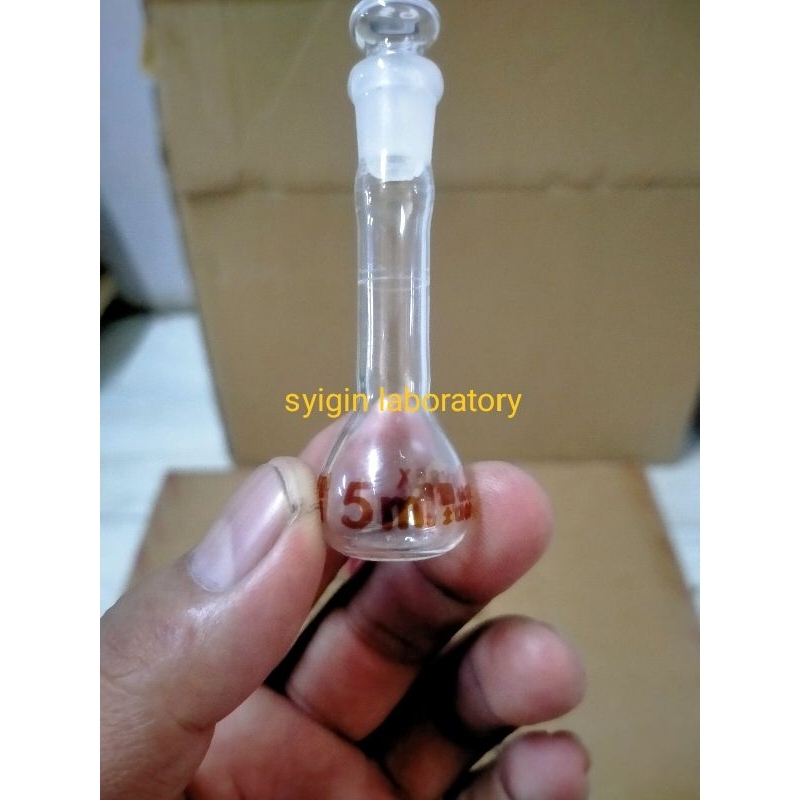 Jual Volumetrik Flask/labu ukur 5 ml with glass stoper PYREX | Shopee ...