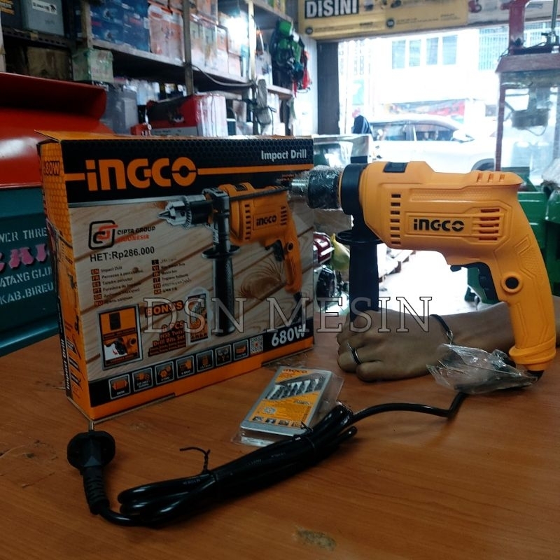 Jual ID6808CG MESIN BOR TANGAN BETON IMPACT DRILL 13mm INGCO ID6808 ID ...