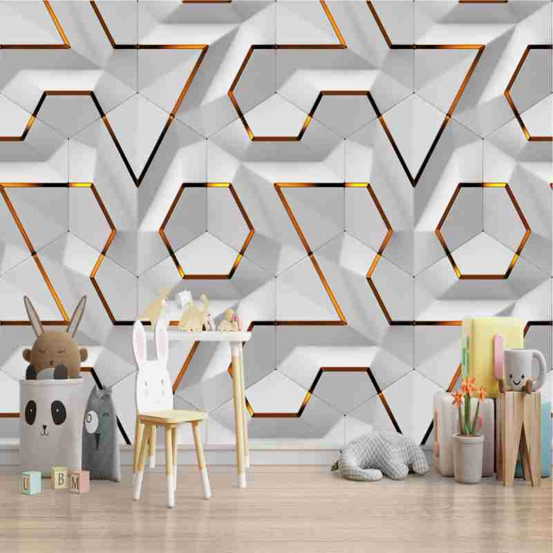 Jual WALLPAPER DINDING STICKER WALLPAPER DINDING KOTAK XSAGONAL 3D ...