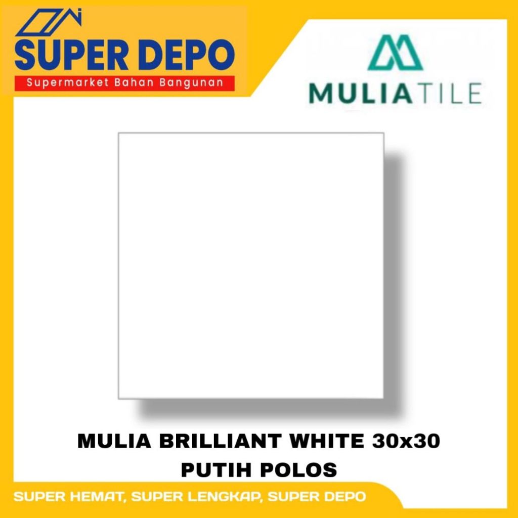 Jual KERAMIK MULIA 30X30 CM - BRILIANT WHITE PUTIH POLOS | Shopee Indonesia