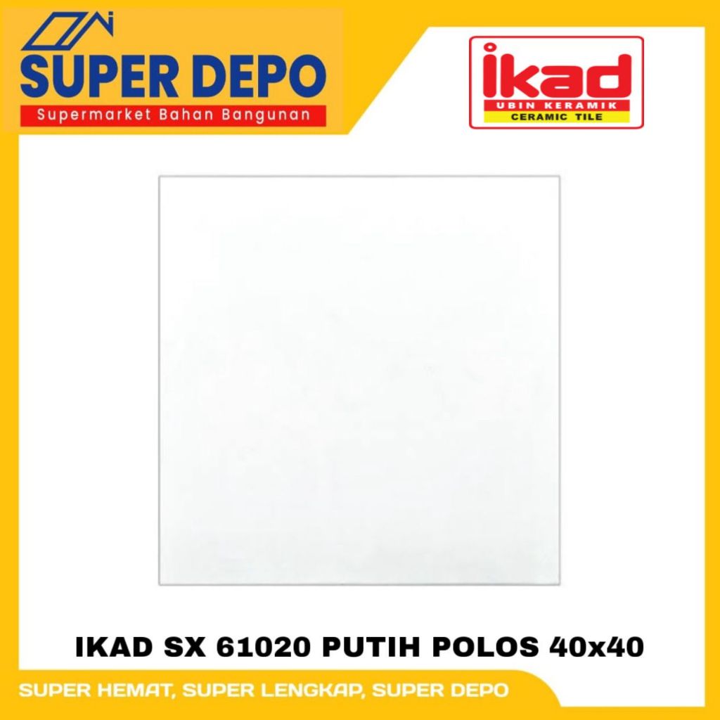 Jual KERAMIK LANTAI IKAD SX 61020 PUTIH POLOS 40X40 | Shopee Indonesia