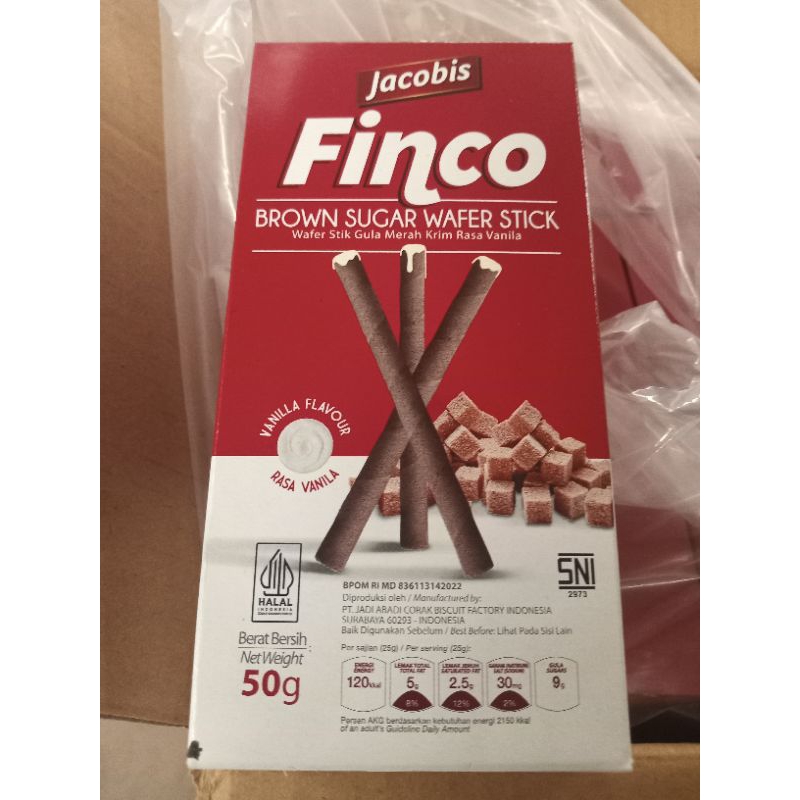 Jual JACOBIS FINCO WAFER STICK GULA MERAH 50 GR 1 KARTON 30PACK ...